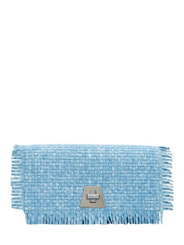 Akris Anouk Fringed Woven Clutch Bag - Grey Sky