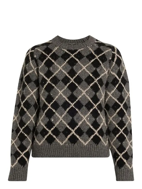 Khaite Pratt Argyle Cashmere Sweater - Stone Mult