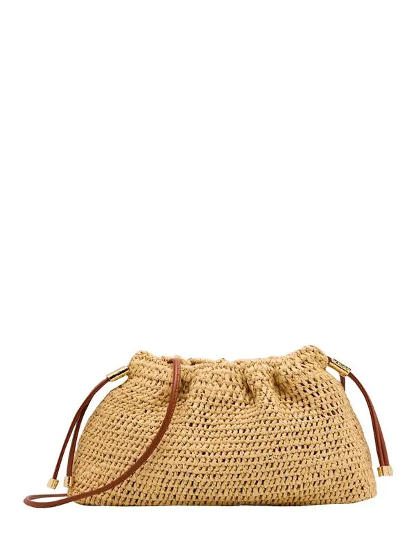 Ulla Johnson Lali Ruched Raffia Clutch Bag - Natural