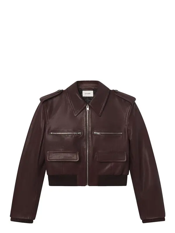 FRAME Aviator Lambskin Leather Jacket - Americano