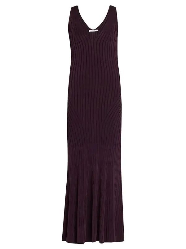 Adam Lippes Twyla Sleeveless Ribbed Midi Dress - Aubergine