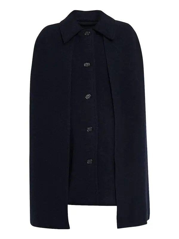 TOTEME Single-breasted Wool Boucle Cape Coat - Navy