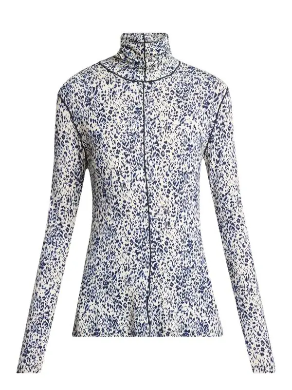 Proenza Schouler White Label Audrey Printed Jersey Turtleneck - Asphalt Multi