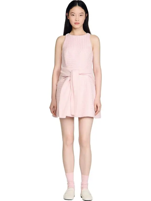 Sandro Sequin-embellished Tweed Mini Dress - Pink