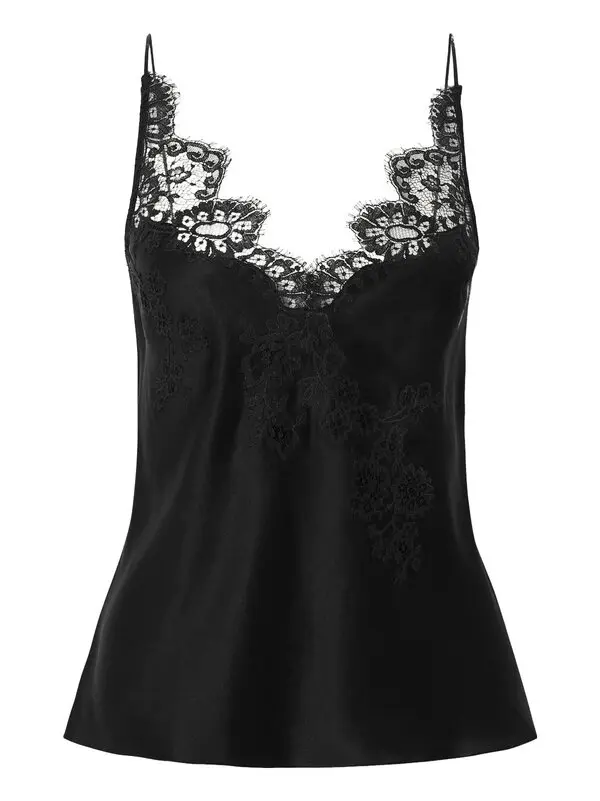 Carine Gilson Lace-trimmed Silk-satin Camisole - Black