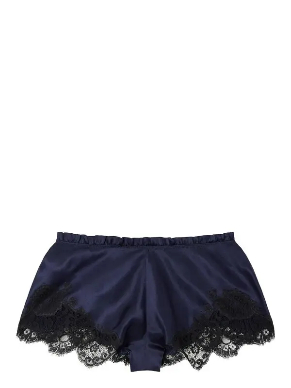 Carine Gilson Lace-trimmed Silk-satin Shorts - Navy