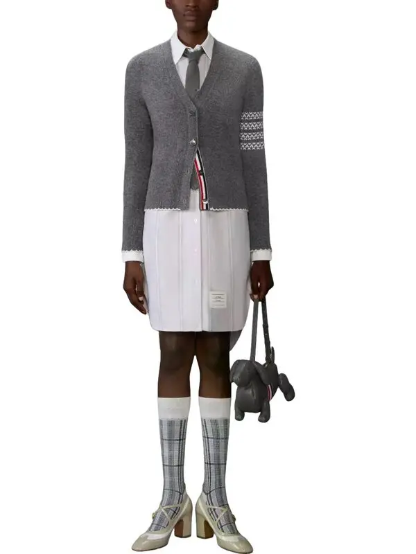 Thom Browne V-neck Four-stripe Cardigan - Grey