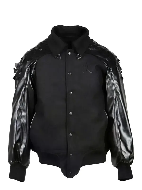 JUNTAE KIM Flower-embellished Bomber Jacket - Black