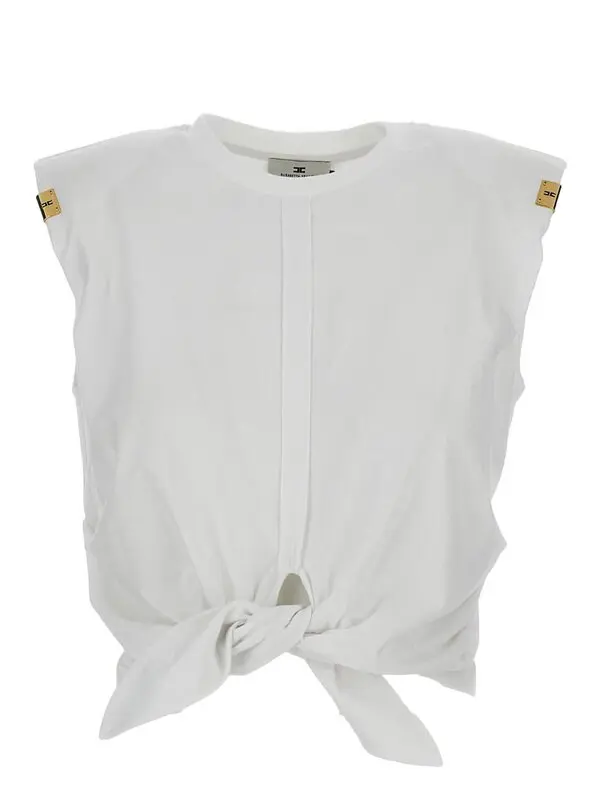 Elisabetta Franchi Cotton T-shirt With Knot Detail - White