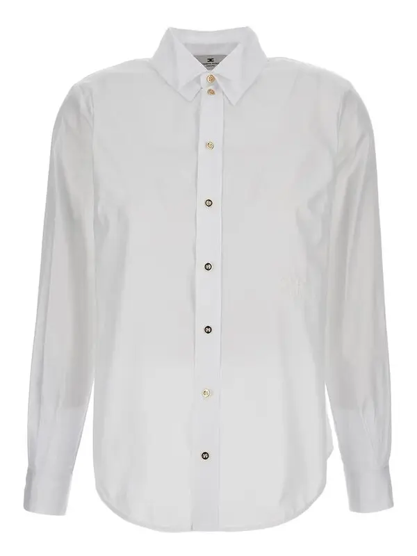 Elisabetta Franchi Button-front Shirt With Embroidered Logo - White