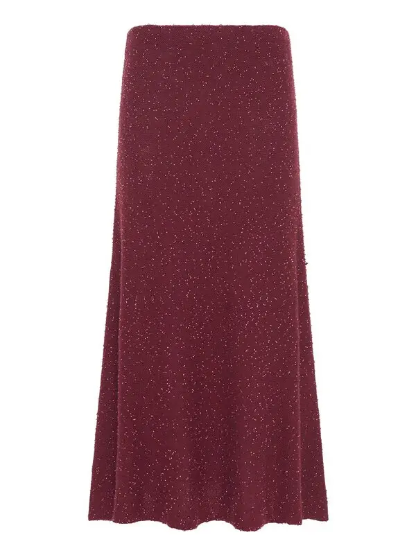 Gabriela Hearst Sabine Beaded Knit Midi Skirt - Bordeaux