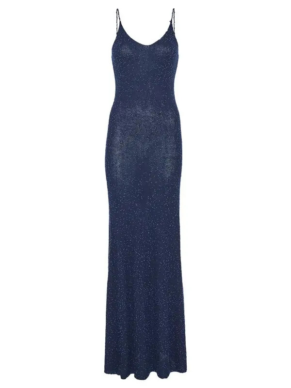 Gabriela Hearst Florian Knit Maxi Slip Dress - Electric Navy