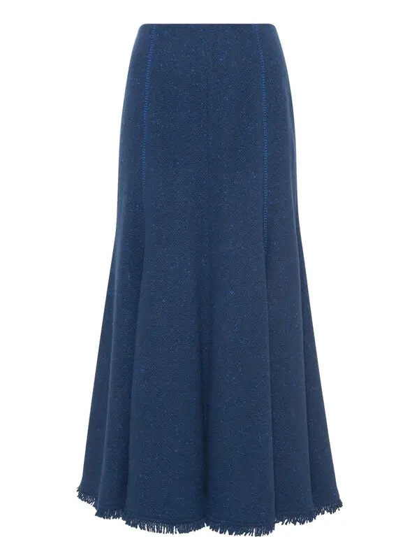 Gabriela Hearst Amy Midi Skirt In Speckled Cashmere - Electric Navy