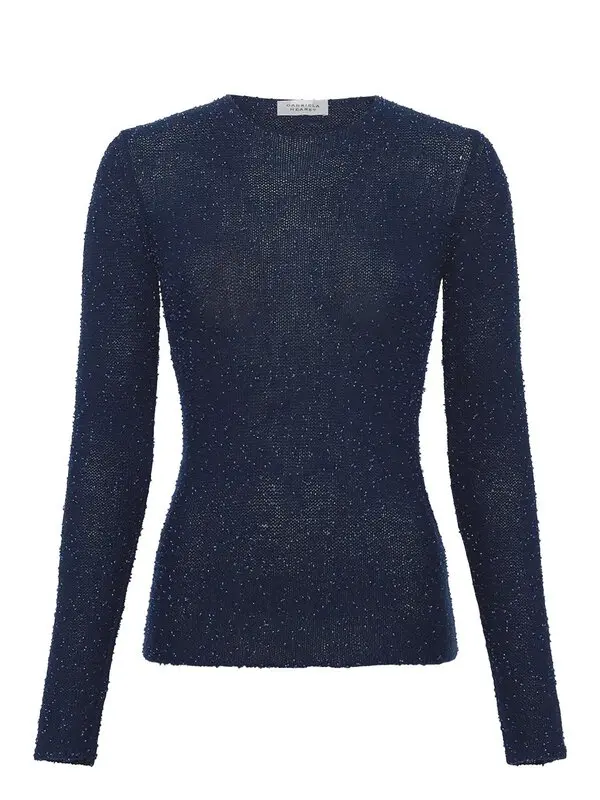 Gabriela Hearst Nello Knit Sweater In Beaded Cashmere Silk - Electric Navy
