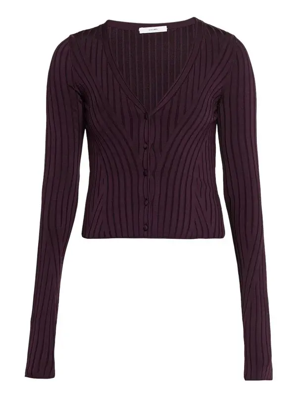 Adam Lippes Greer Cropped Knit Cardigan - Aubergine