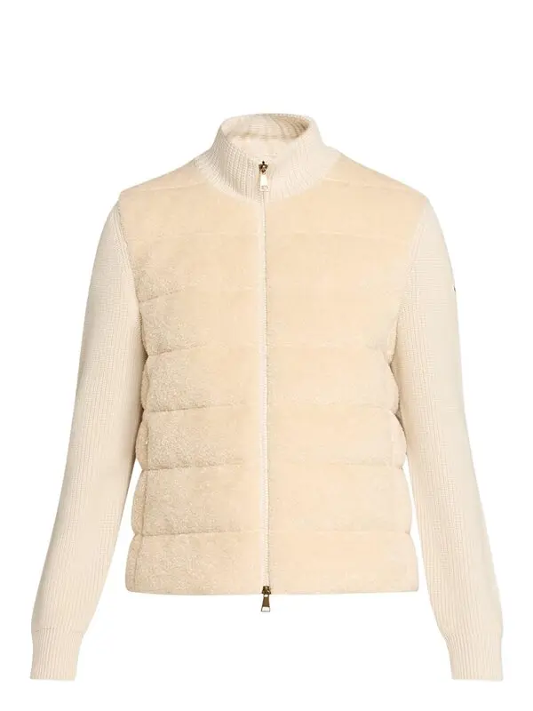 Moncler Padded Teddy And Wool Cardigan - White
