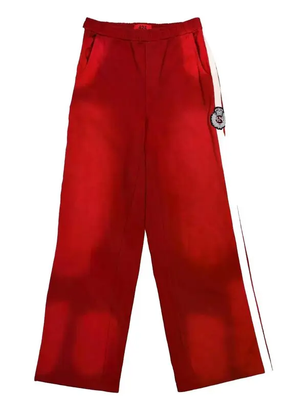 424 Ripped Side-stripe Track Trousers - Red