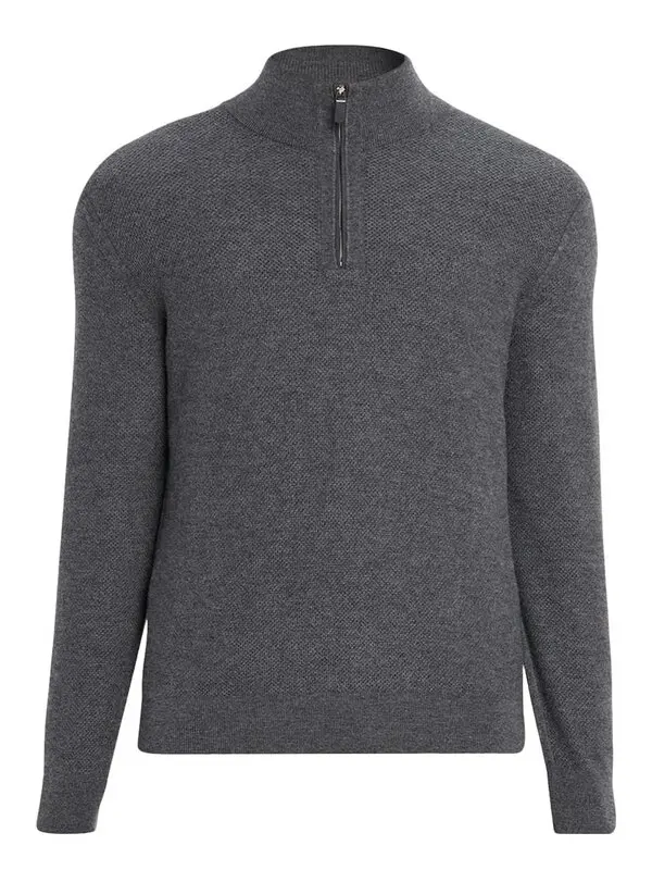 Zegna Cashmere Waffle-knit Quarter-zip Sweater - Gray