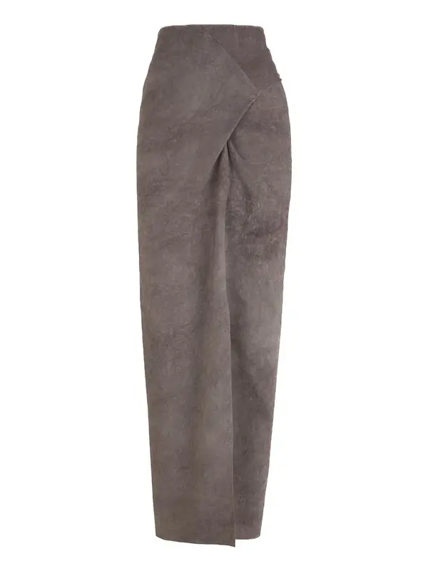 CORTANA Sabina Asymmetric Linen-blend Midi Skirt - Grey