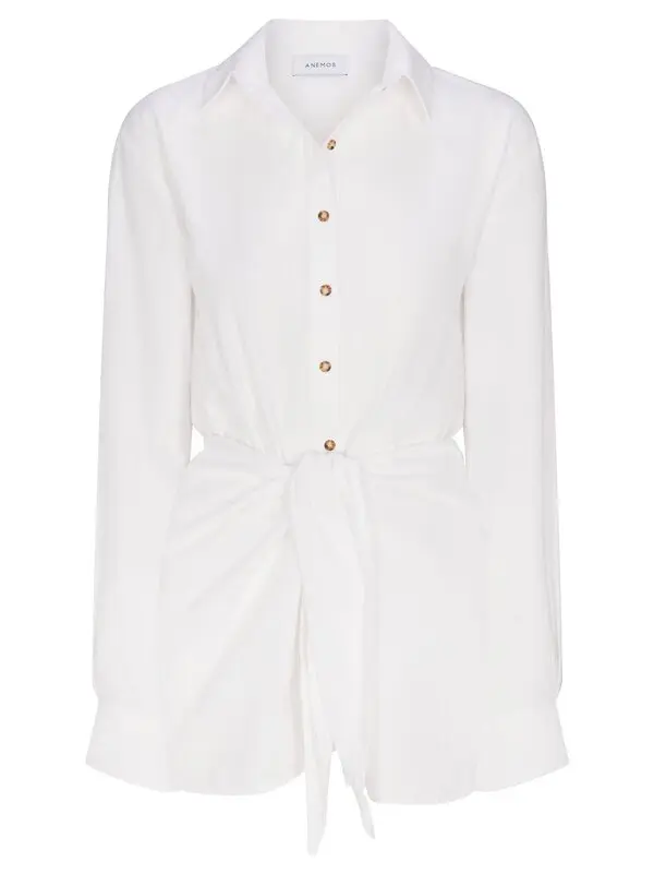 ANEMOS The L.a. Button-down Wrap Mini Dress - White