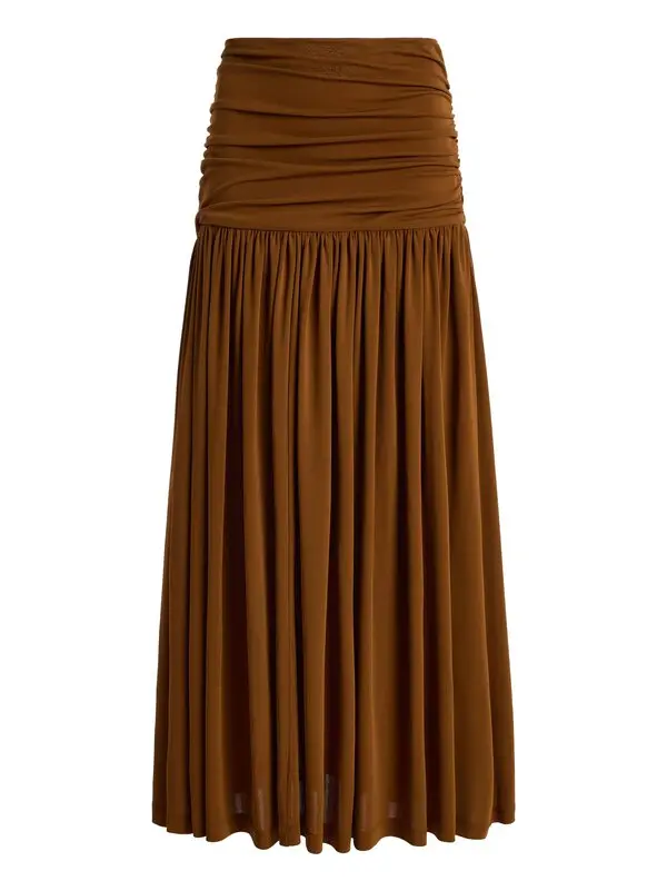 Françoise Nora Jersey Midi Skirt - Brown