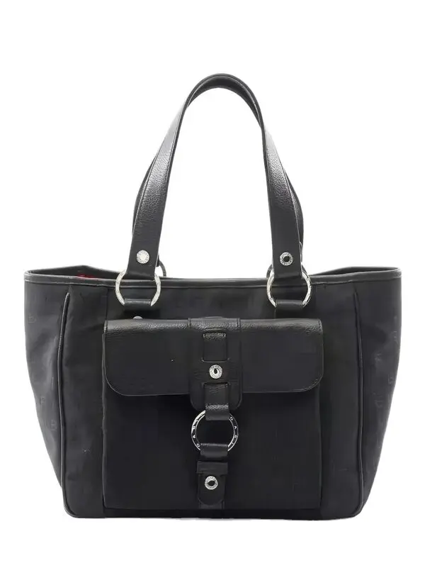 BVLGARI 2000s Logomania Zip-top Tote Bag - Black
