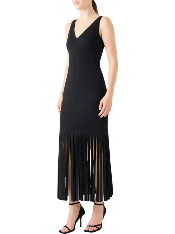 Akris Fringe-hem Maxi Dress - Black