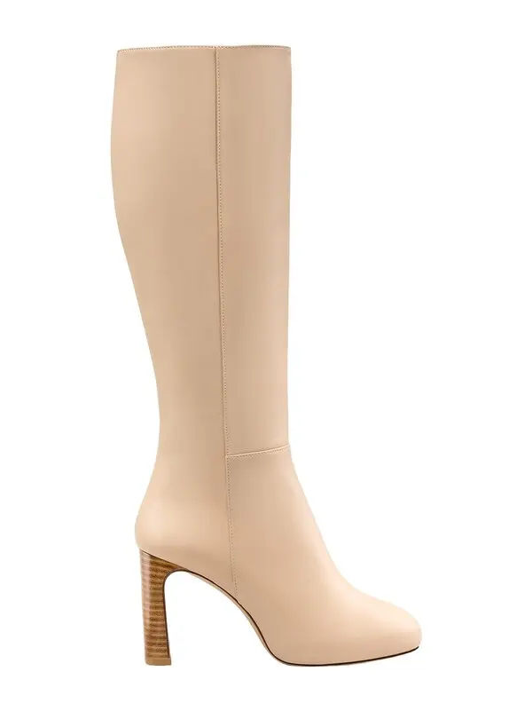 STUART WEITZMAN 90mm Babette Leather Platform Boots - Barely Beige