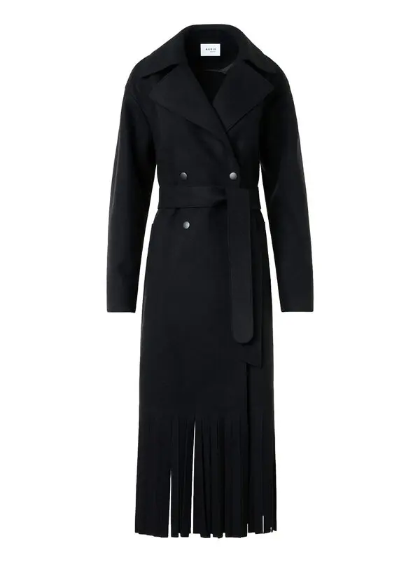 Akris Fringed Wool-blend Maxi Trench Coat - Black