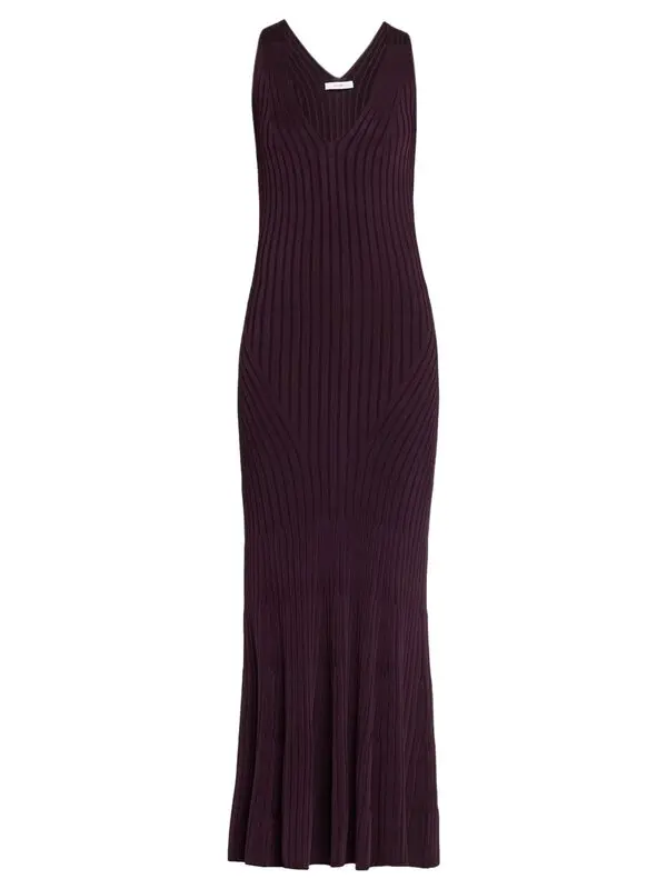 Adam Lippes Twyla Sleeveless Ribbed Midi Dress - Aubergine