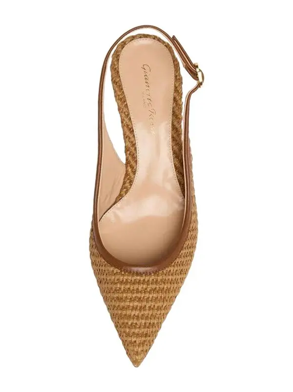 GIANVITO ROSSI Marbella Raffia Slingback Pumps - Cuoio
