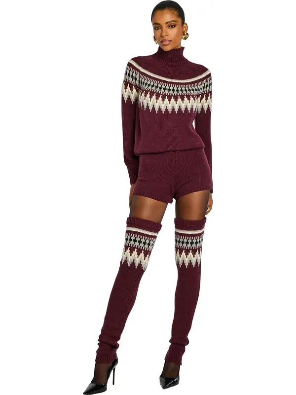 SEROYA Rocky Knit Romper - Merlot Fairisle