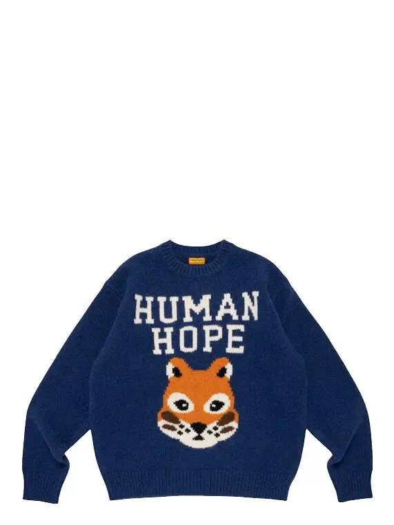 HUMAN MADE Human Hope Low Gauge Knit Sweater - Navy Blue