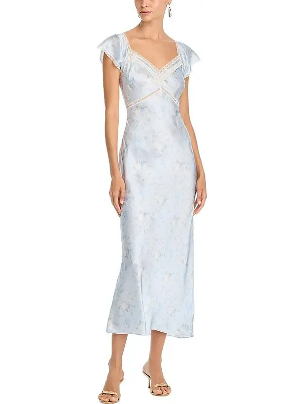 LoveShackFancy Eline Silk Dress - Snowdrop Blue