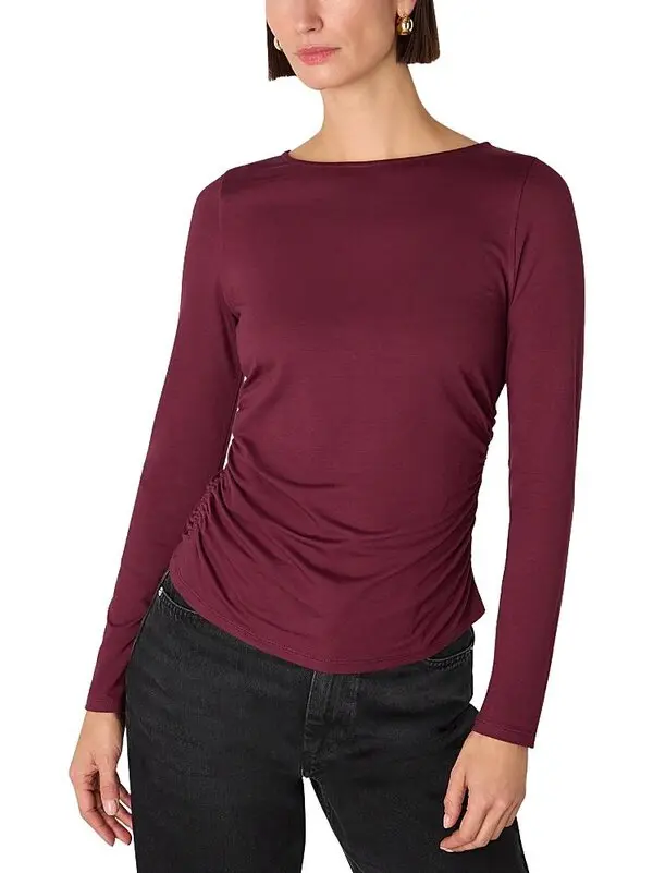 Whistles Ruched Side Top - Burgundy
