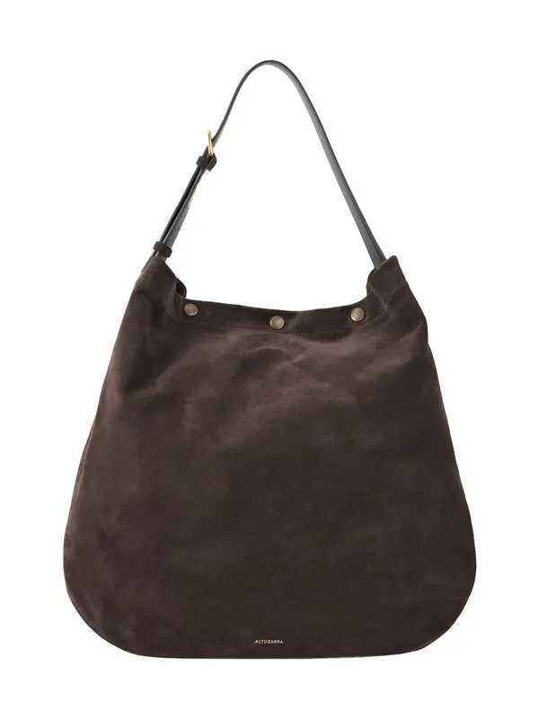 Altuzarra Logo-detailed Leather-trimmed Suede Shoulder Bag - Brown