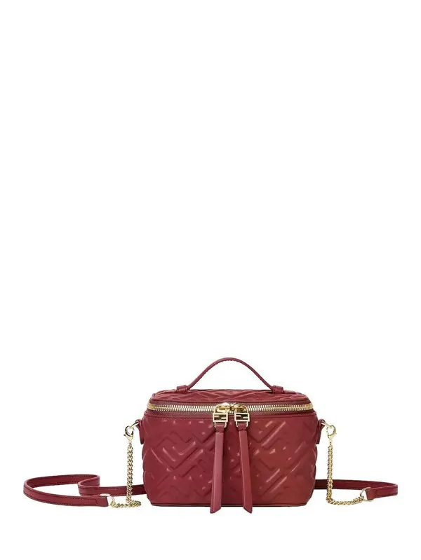Fendi Embossed Leather Vanity Handbag - Red