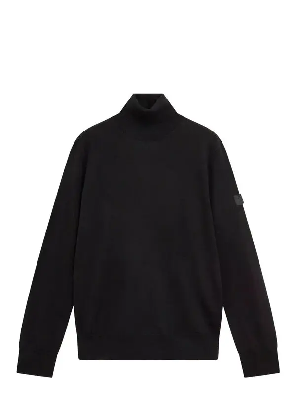 MAISON MARGIELA Turtleneck Sweater With Logo Patch - Black