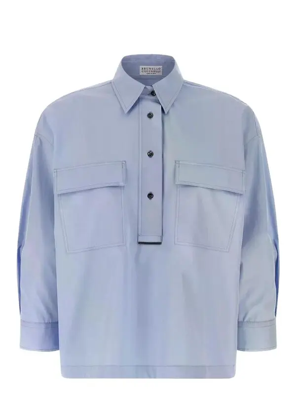 Brunello Cucinelli Jewel-detail Pocket Shirt - Blue