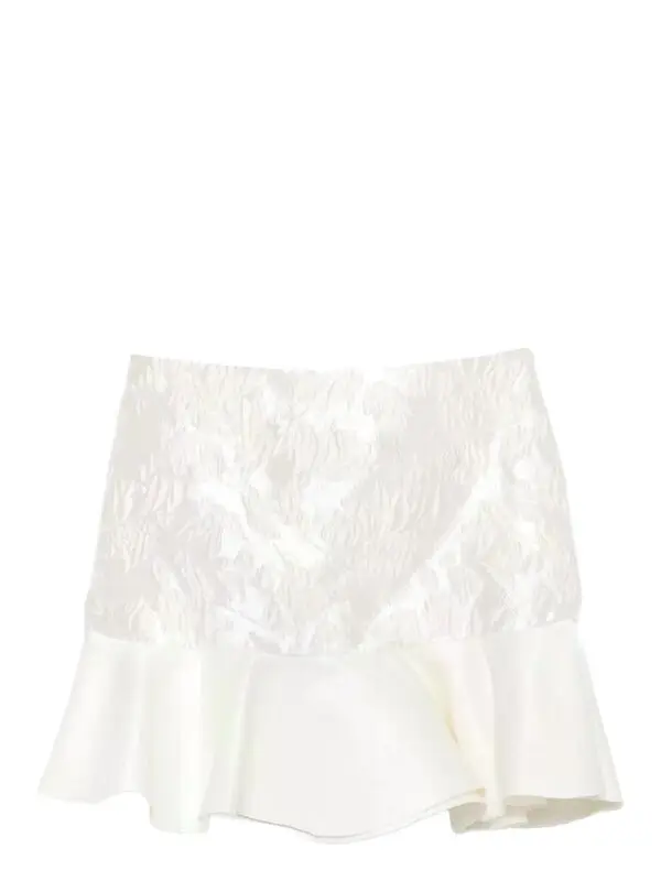 GANNI Cloqué Ruffled Mini Skirt - White
