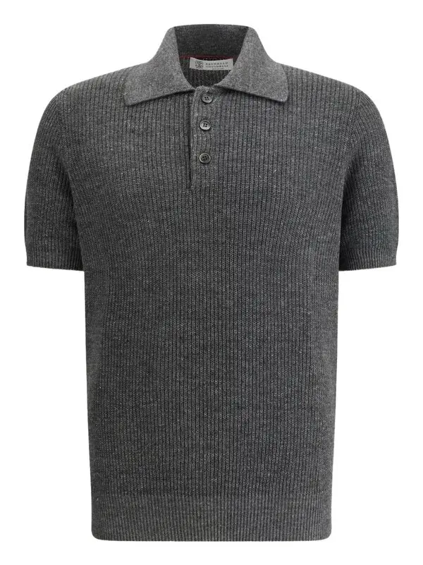 Brunello Cucinelli Ribbed Button-fastening Polo Shirt - Grey