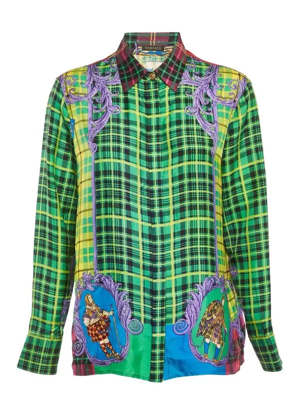 Versace Tartan-check Silk Shirt - Green