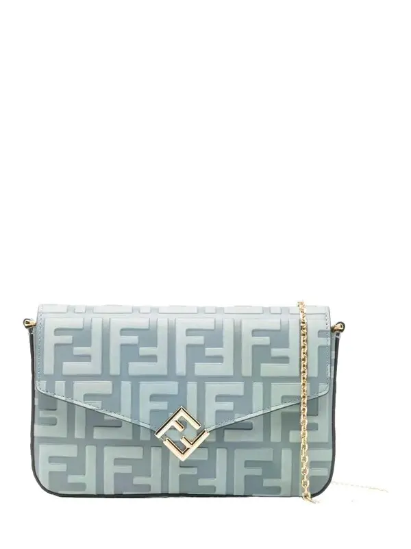 Fendi Ff Diamond Embossed Clutch - Blue
