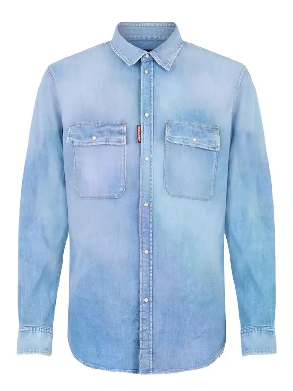 Dsquared2 Light Wash Pocket Shirt - Blue