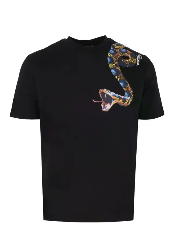 Roberto Cavalli Snake Printed T-shirt - Black