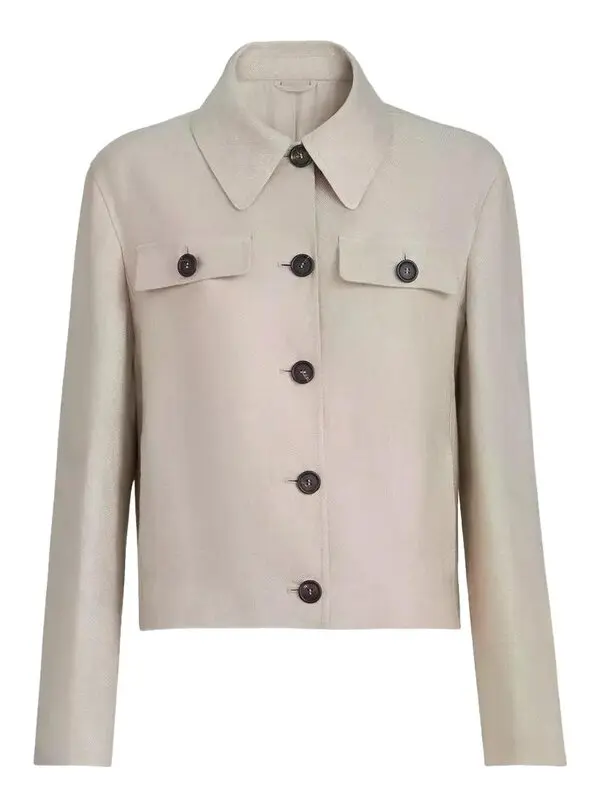 Brunello Cucinelli Long-sleeve Linen Jacket With Pockets - Neutrals