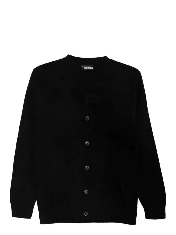 Imperial Button-fastening Textured Cardigan - Black