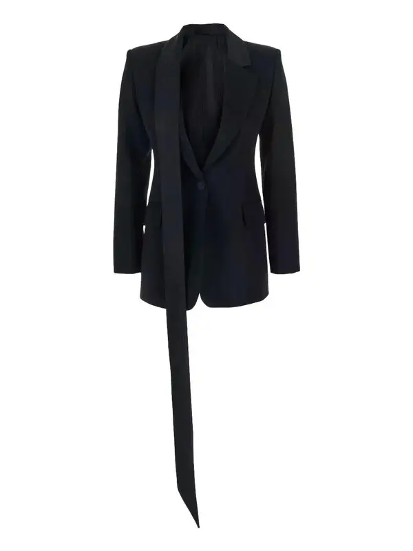 Attico Lapel Tie Virgin Wool Jacket - Black