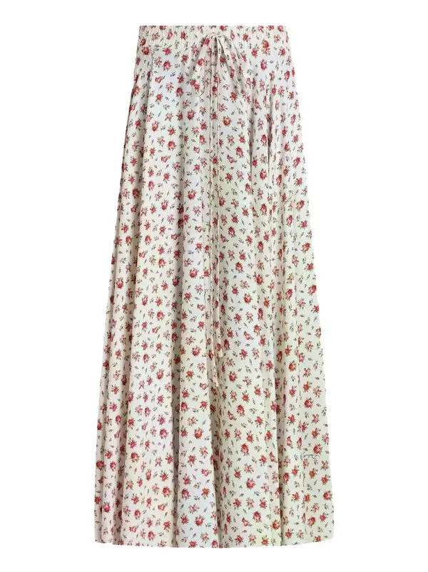 Dolce & Gabbana Floral Print Midi Skirt - White