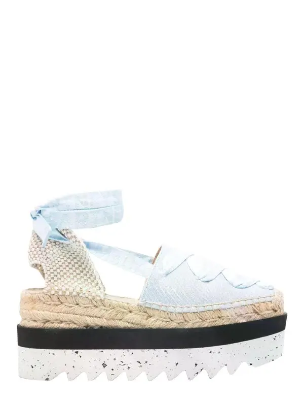 Stella McCartney Ribbon-detail Platform Espadrilles - Blue